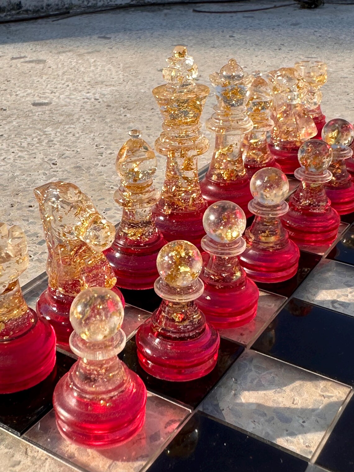 Resin Chess Sets With Board, Chess Set With Unique Chess Pieces, Chess ...