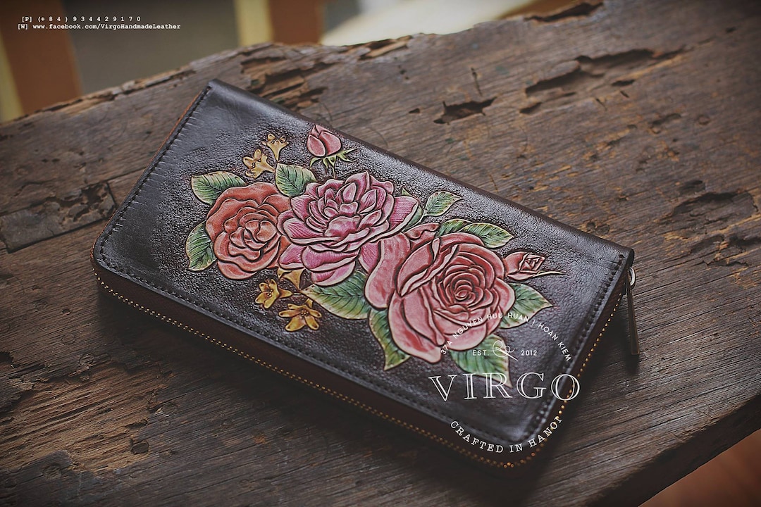 Bunch of Roses Hand Tooled/carved Wallet for Women - Etsy