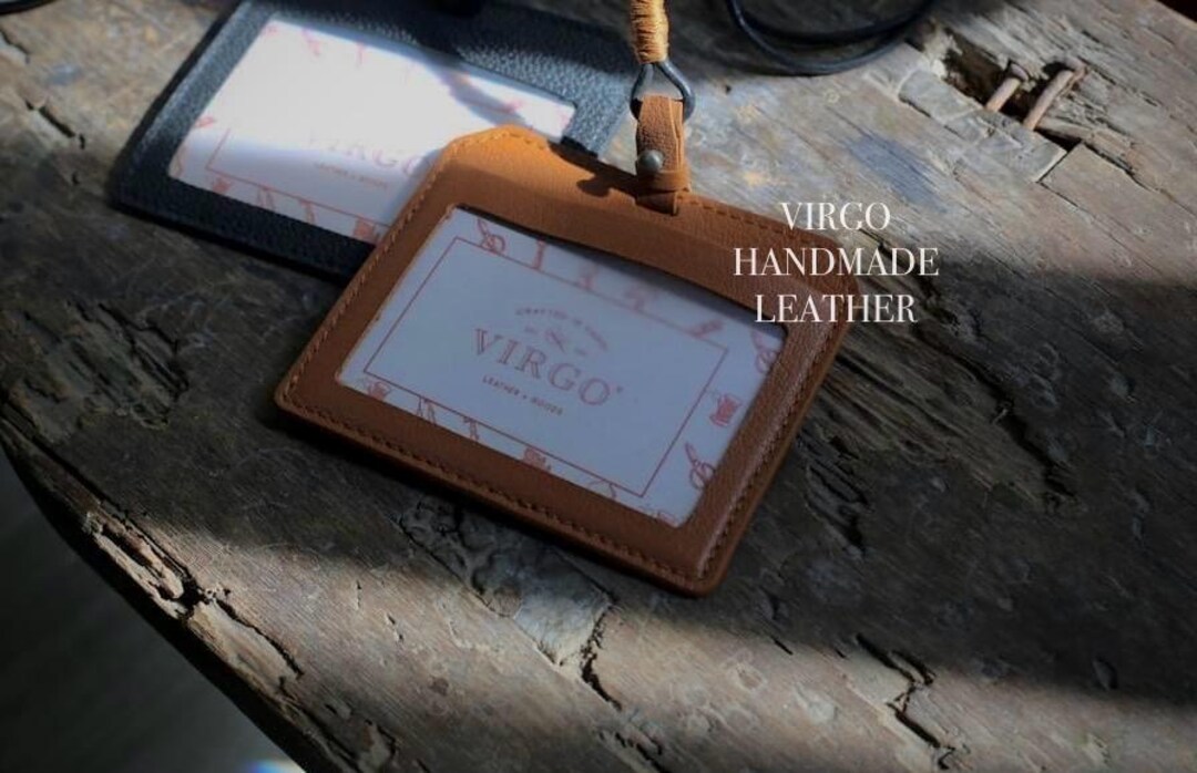 Leather ID Card Holder, Personalized Card Holder, Custom ID Tag Holder ...