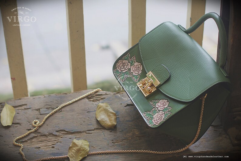 Rose Crossbody Hand Carved Bag, Custom Handmade Leather Bag, Leather ...