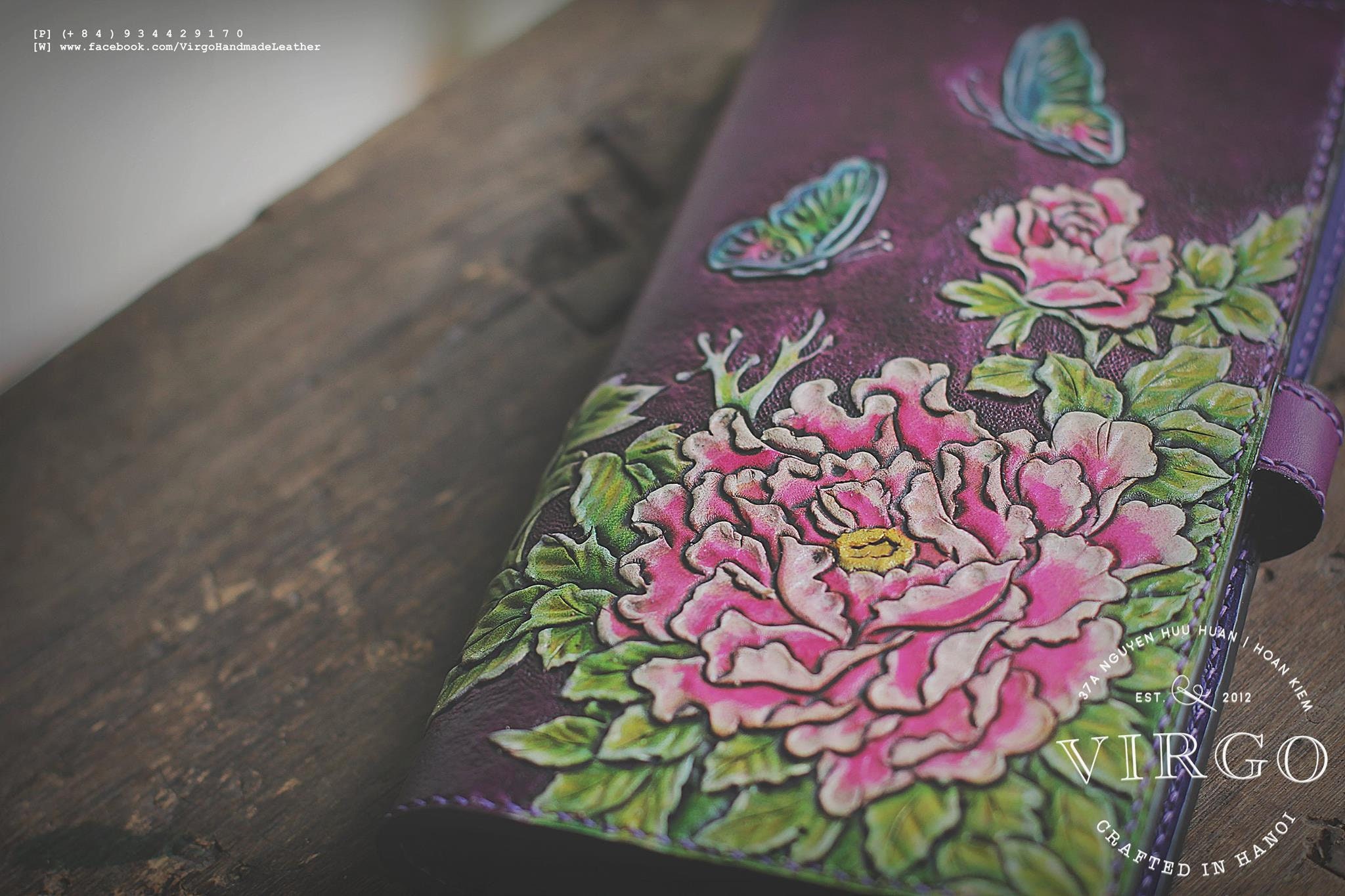 Peonies Flower Hand Tooled Hand Carved Long Wallet for Women - Etsy