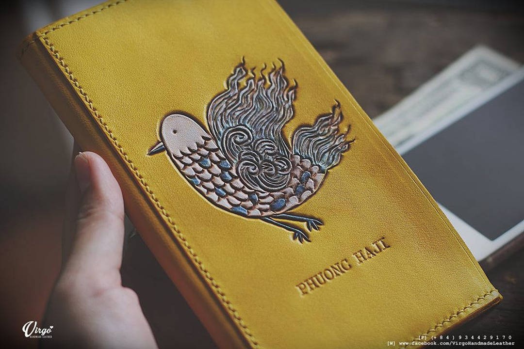 Vintage Bird Hand Tooled Wallet Personalized Vegetable Tanned Leather ...