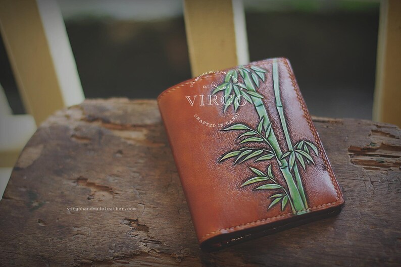 Bamboo Hand Tooled Carved Wallet Handmade Custom | Etsy