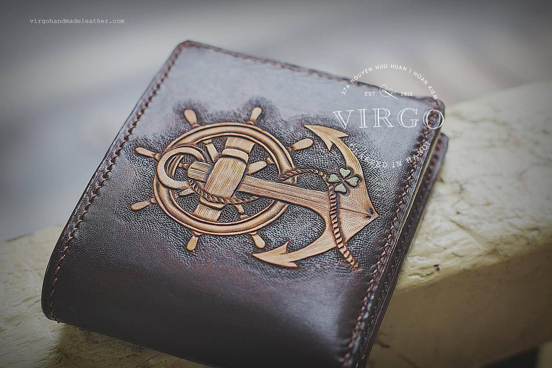 Ship and Sea Hand Tooled/carved Wallet for Men - Etsy