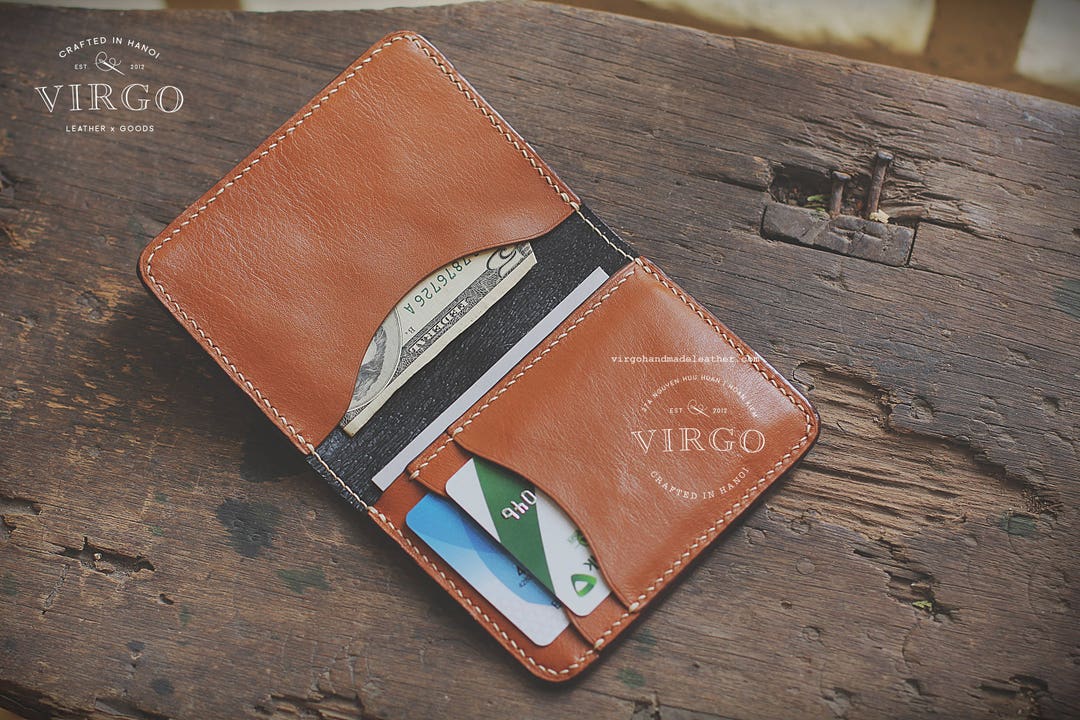 Mini Wallet Personalized Vintage Full Grain Leather Handmade - Etsy