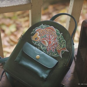 Sunflower Hand Tooled, Carved Backpack, Custom Handmade Backpack ...