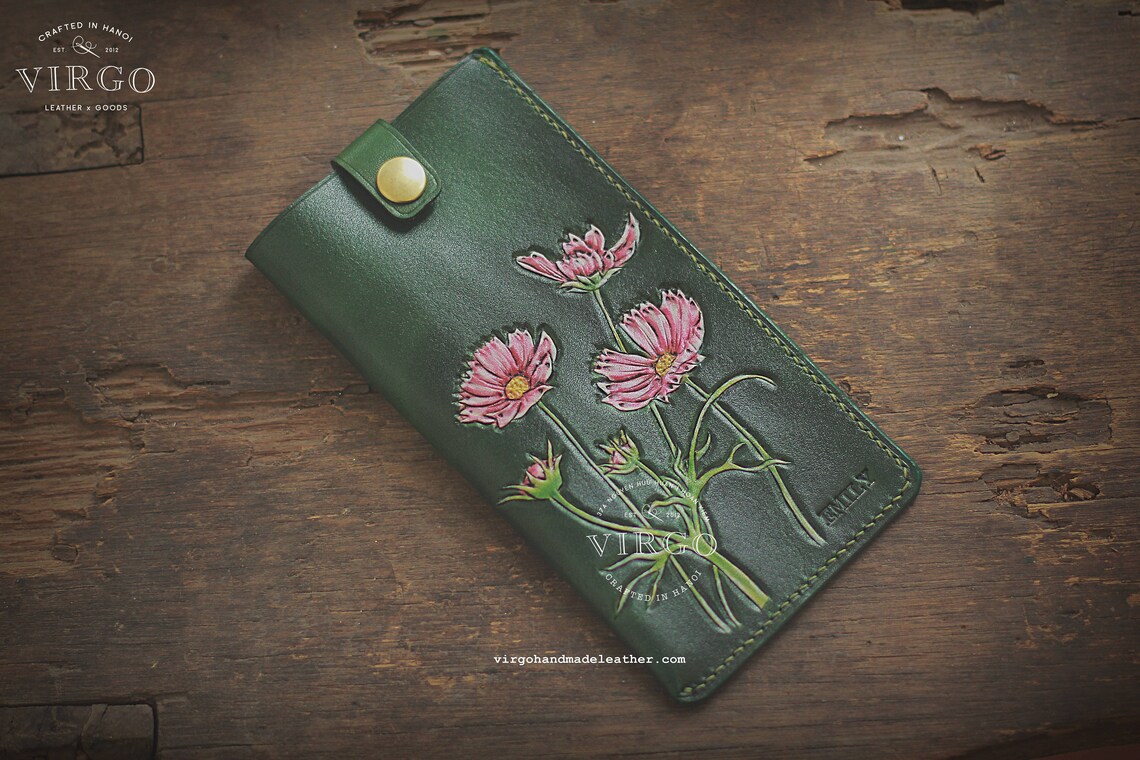 Cosmos Hand Tooled Envelope Wallet Handmade Personalised - Etsy