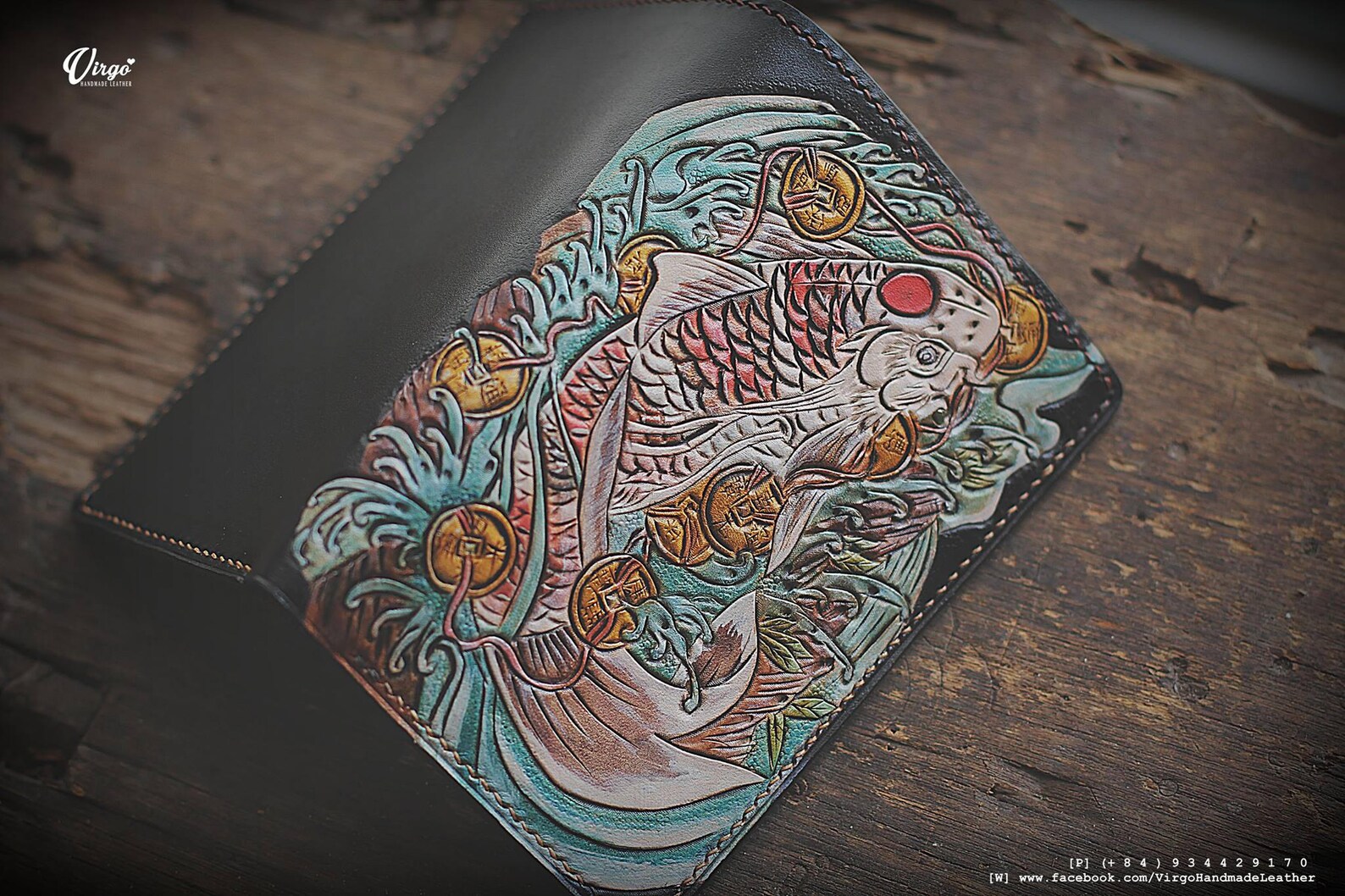 Koi Lucky Fish Hand Tooled/carved Wallet for Men - Etsy