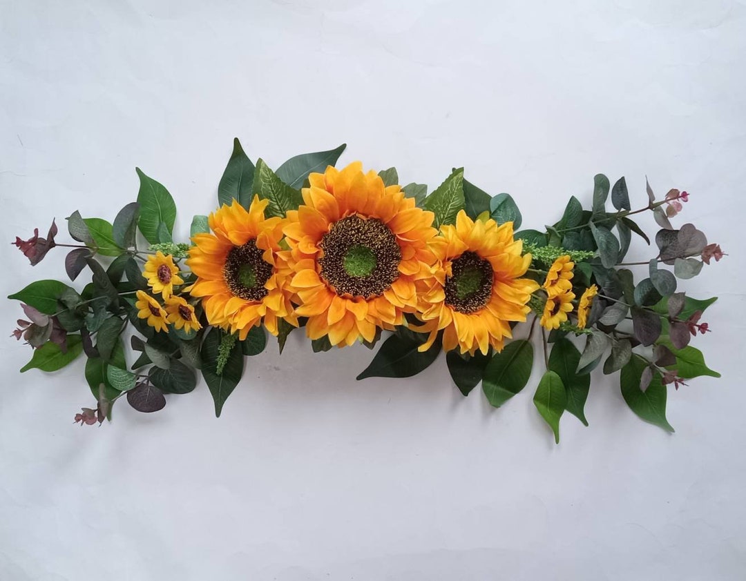 Sunflower Eucalyptus Arrangement for Wall Setting Yellow/orange Color ...