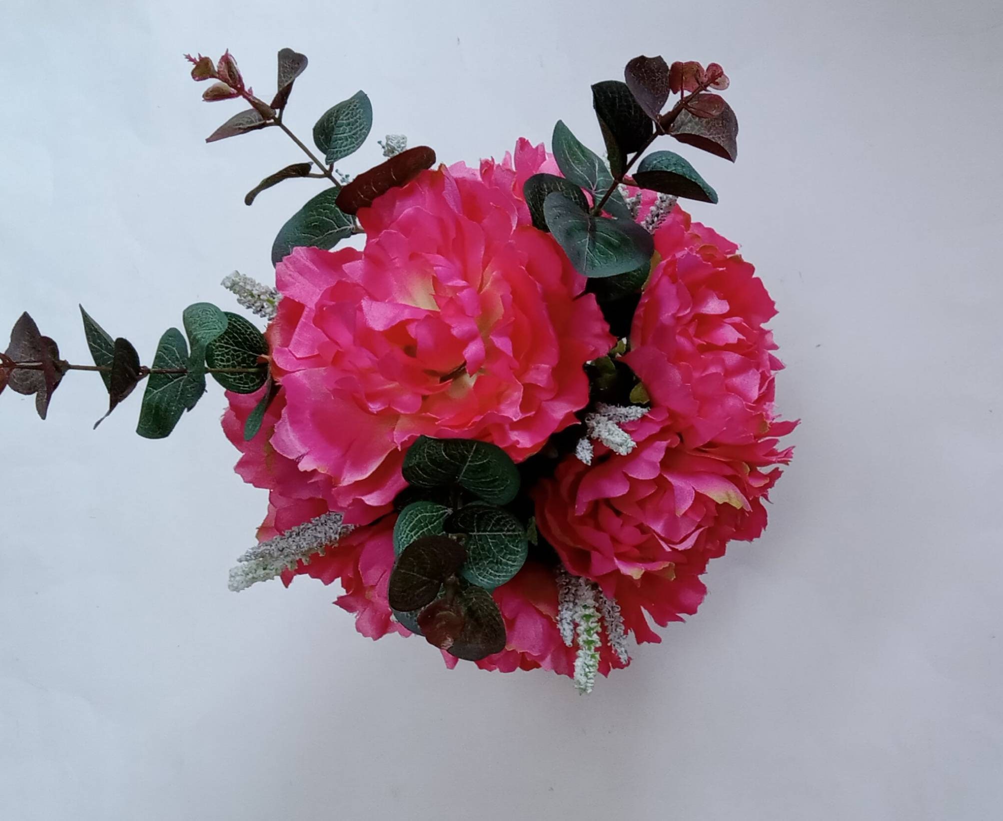Pink Peony Bouquet Arrangement Topiary in Vase Basket - Etsy