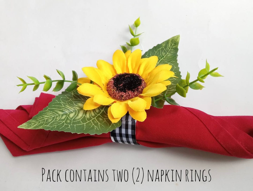 Set of 2 Sunflower Napkin Rings for Any Occasions Holiday Wedding ...