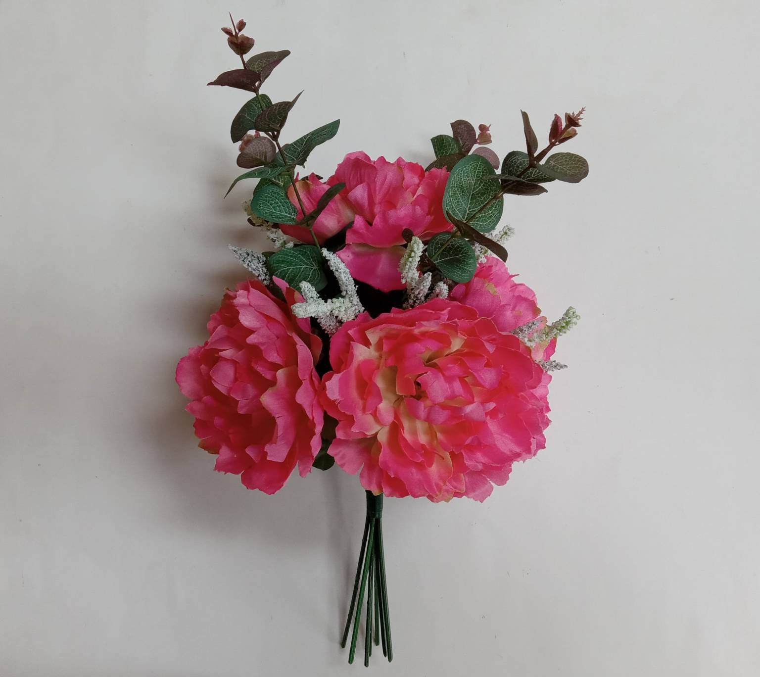 Pink Peony Bouquet Arrangement Topiary in Vase Basket - Etsy