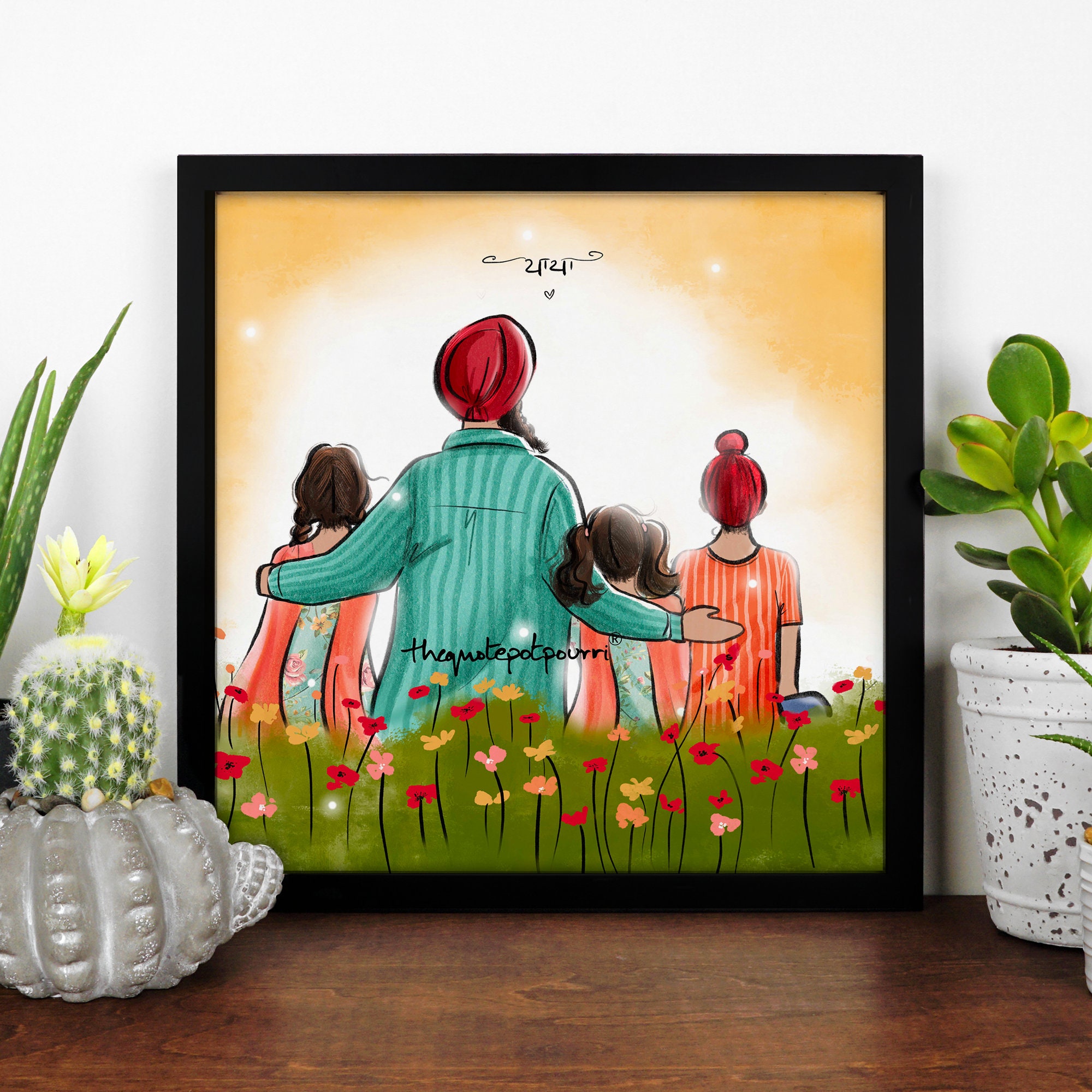 Dad and Kids Artwork | Sikh Art | Punjabi Art | Sikh Home Décor ...