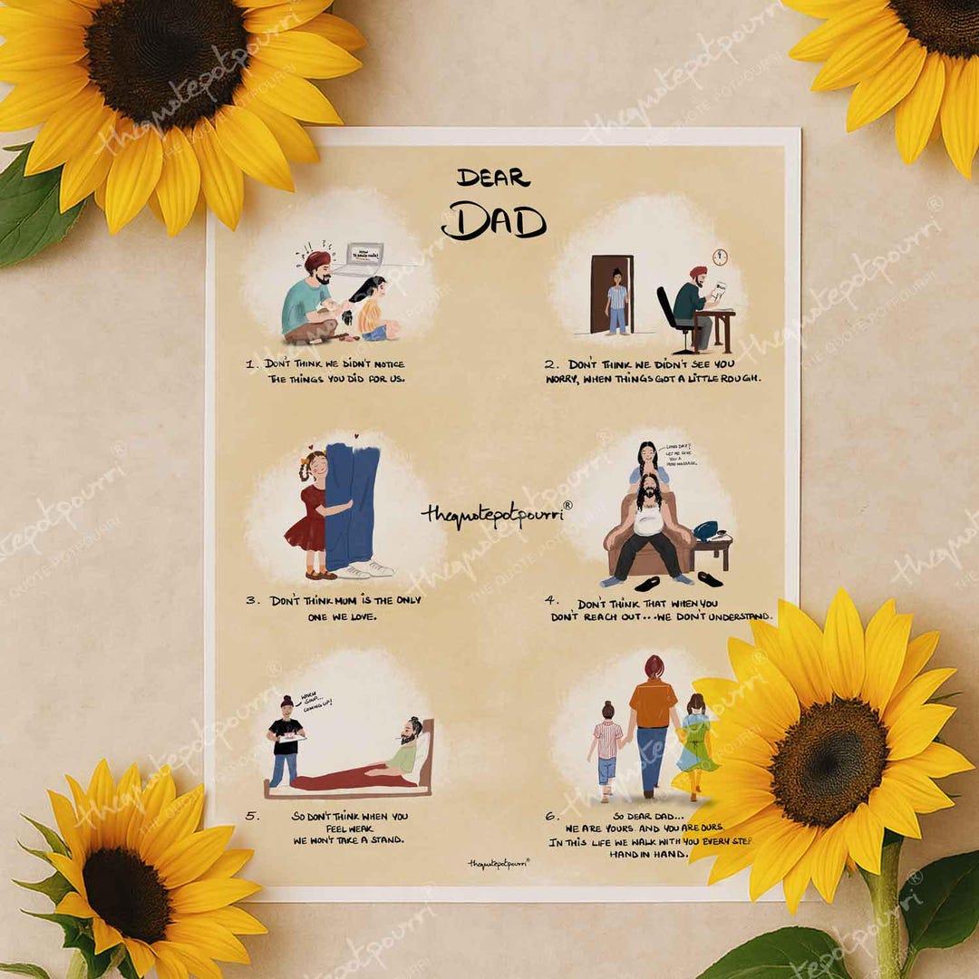 Dear Dad Art Print | Father & Kids Poem, Meaningful Gift - Etsy