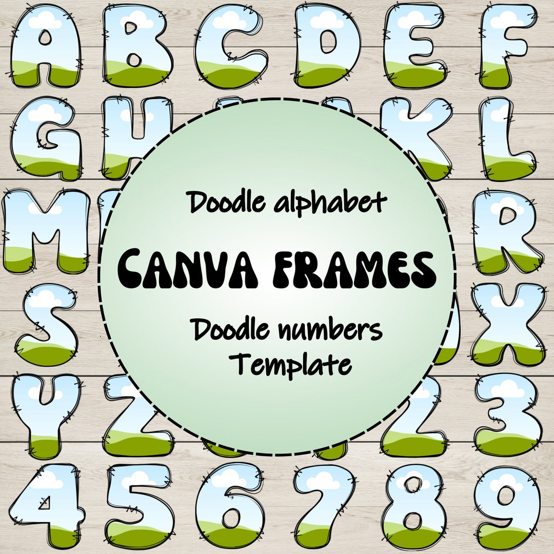 Doodle Alphabet and Doodle Number Template for Canva—-doodle Letters ...