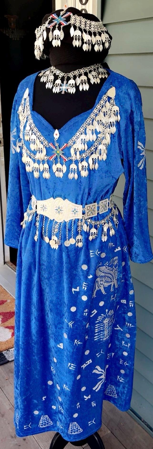 6 Piece Khomala Set. Blue Velvet Khomala Dress Small, With Assyrian ...
