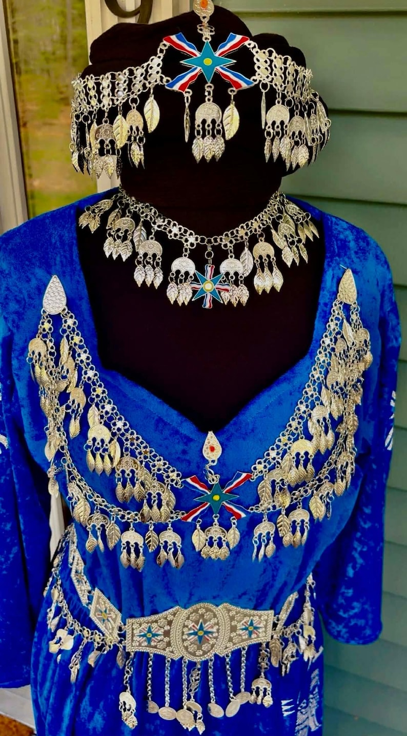6 Piece Khomala Set. Blue Velvet Khomala Dress Small, With Assyrian ...