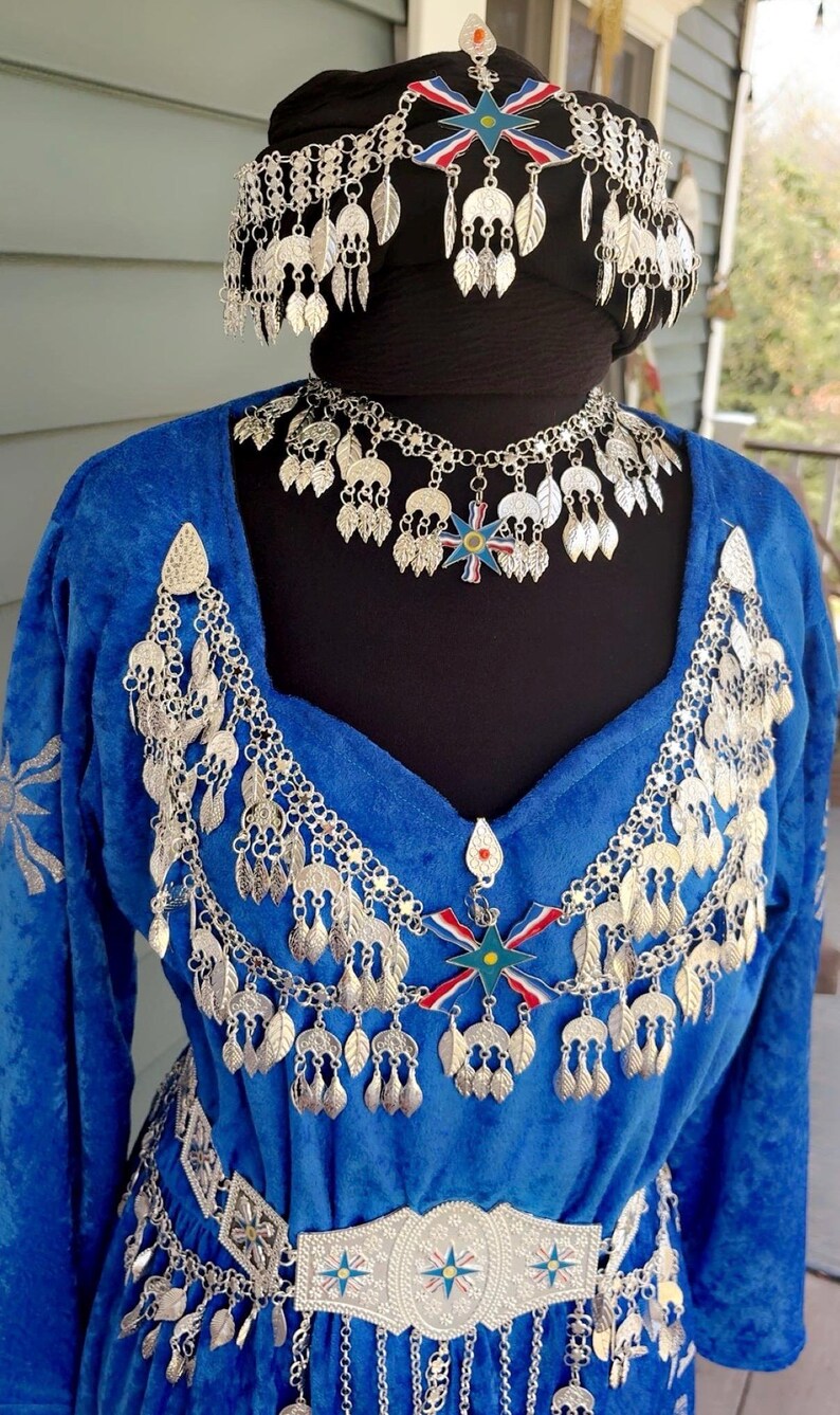 6 Piece Khomala Set. Blue Velvet Khomala Dress Small, With Assyrian ...