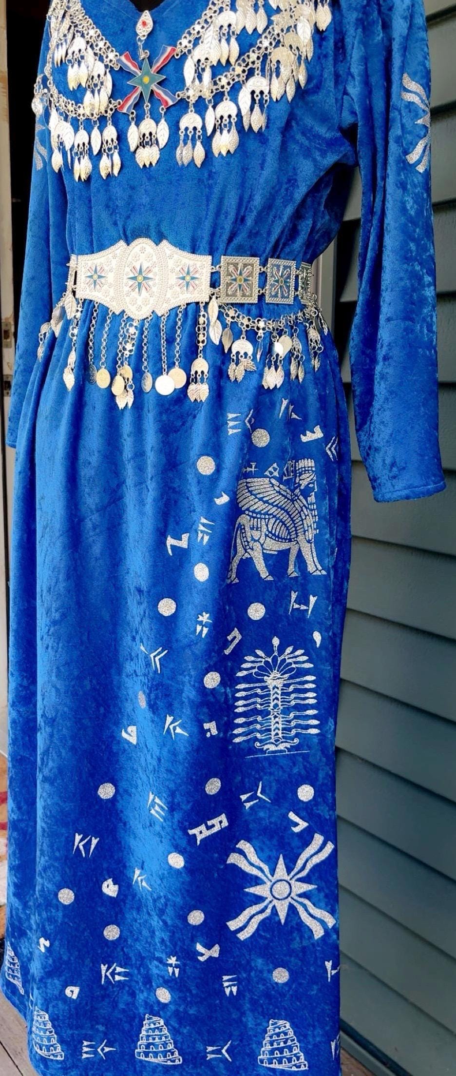 6 Piece Khomala Set. Blue Velvet Khomala Dress Small, With Assyrian ...