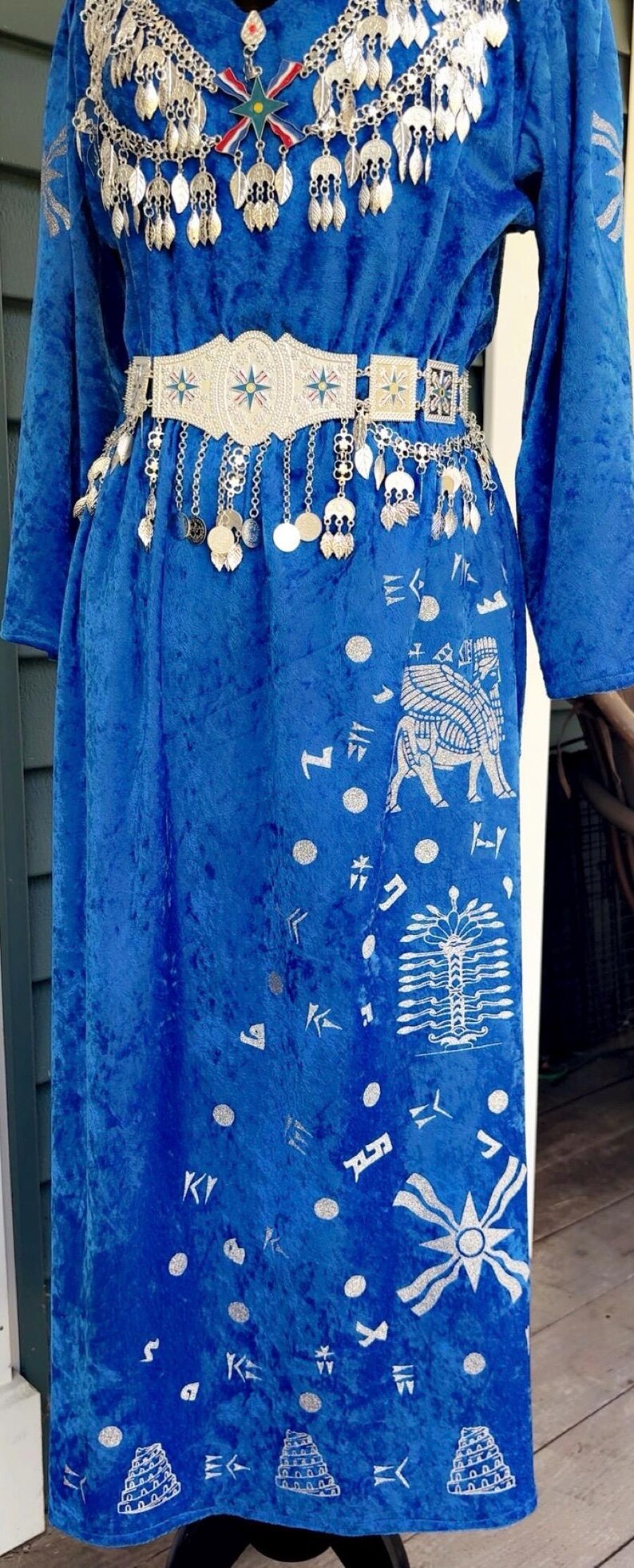 6 Piece Khomala Set. Blue Velvet Khomala Dress Small, With Assyrian ...