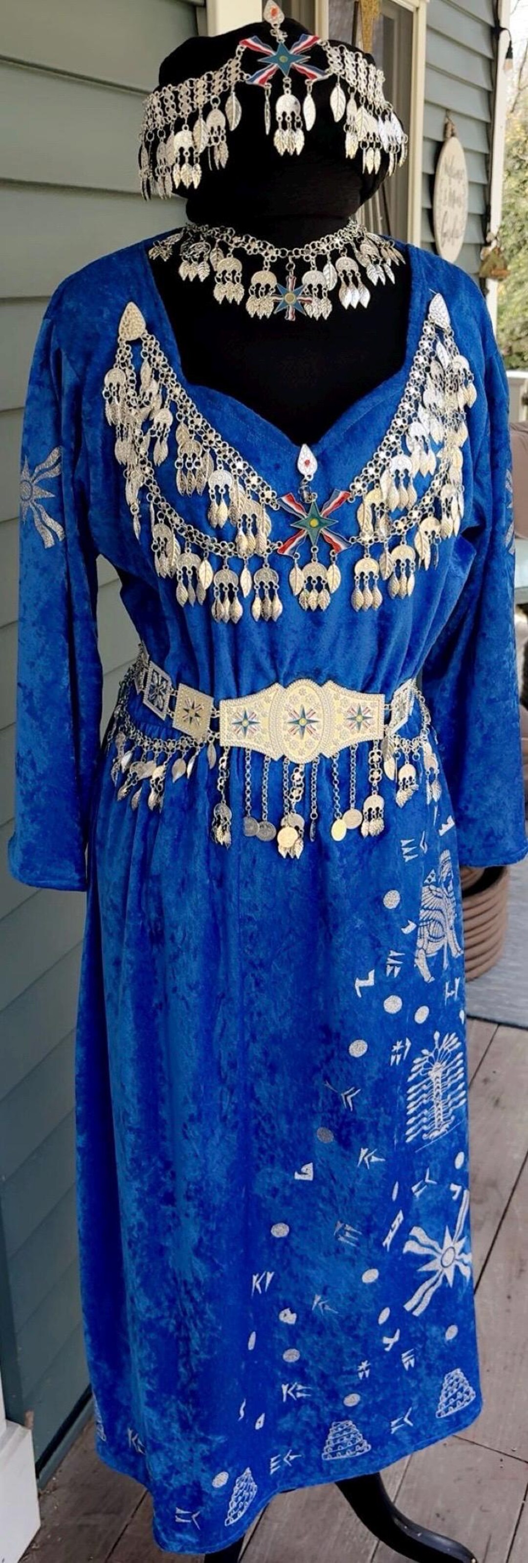6 Piece Khomala Set. Blue Velvet Khomala Dress Small, With Assyrian ...