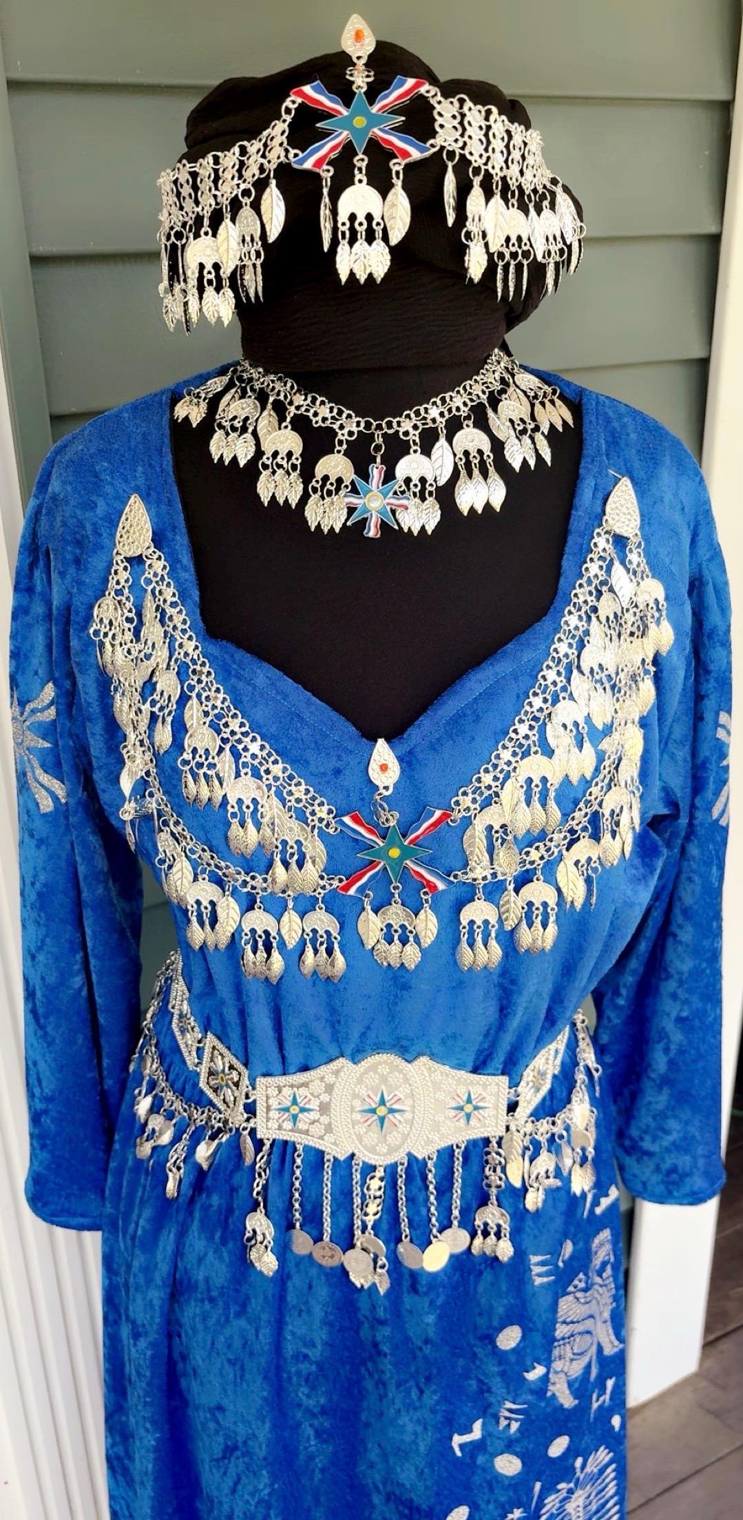 6 Piece Khomala Set. Blue Velvet Khomala Dress Small, With Assyrian ...