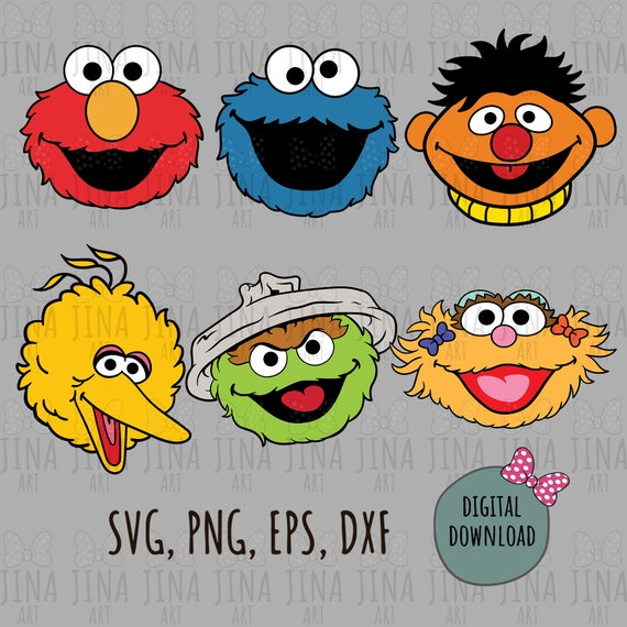 Sesame Street Face Head Bundle Elmo Cookie Monster Ernie Etsy