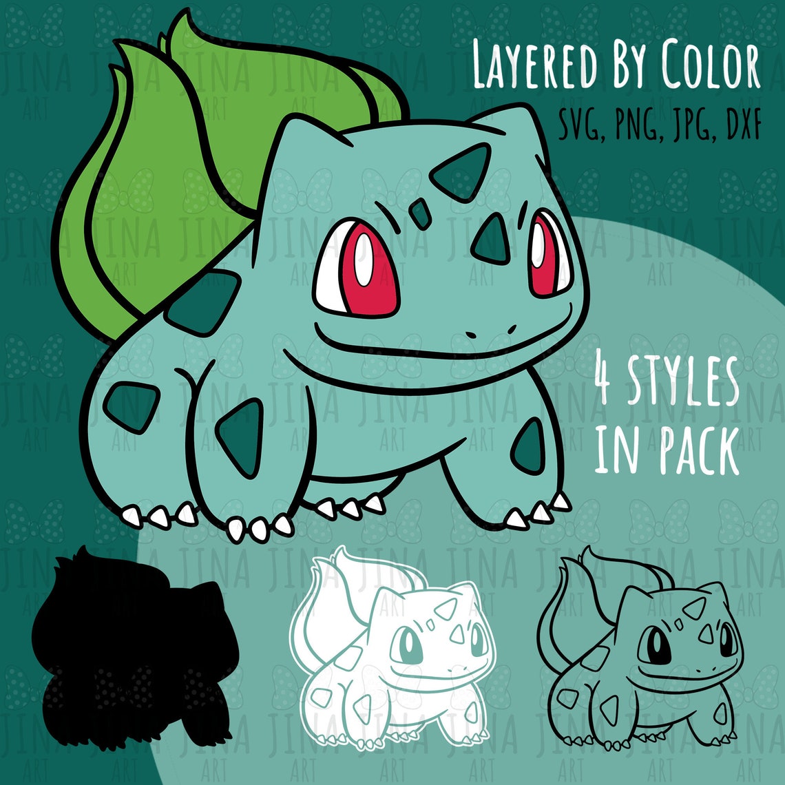 Bulbasaur SVG Pokemon svg Cut File Dxf Png Jpg Digital | Etsy
