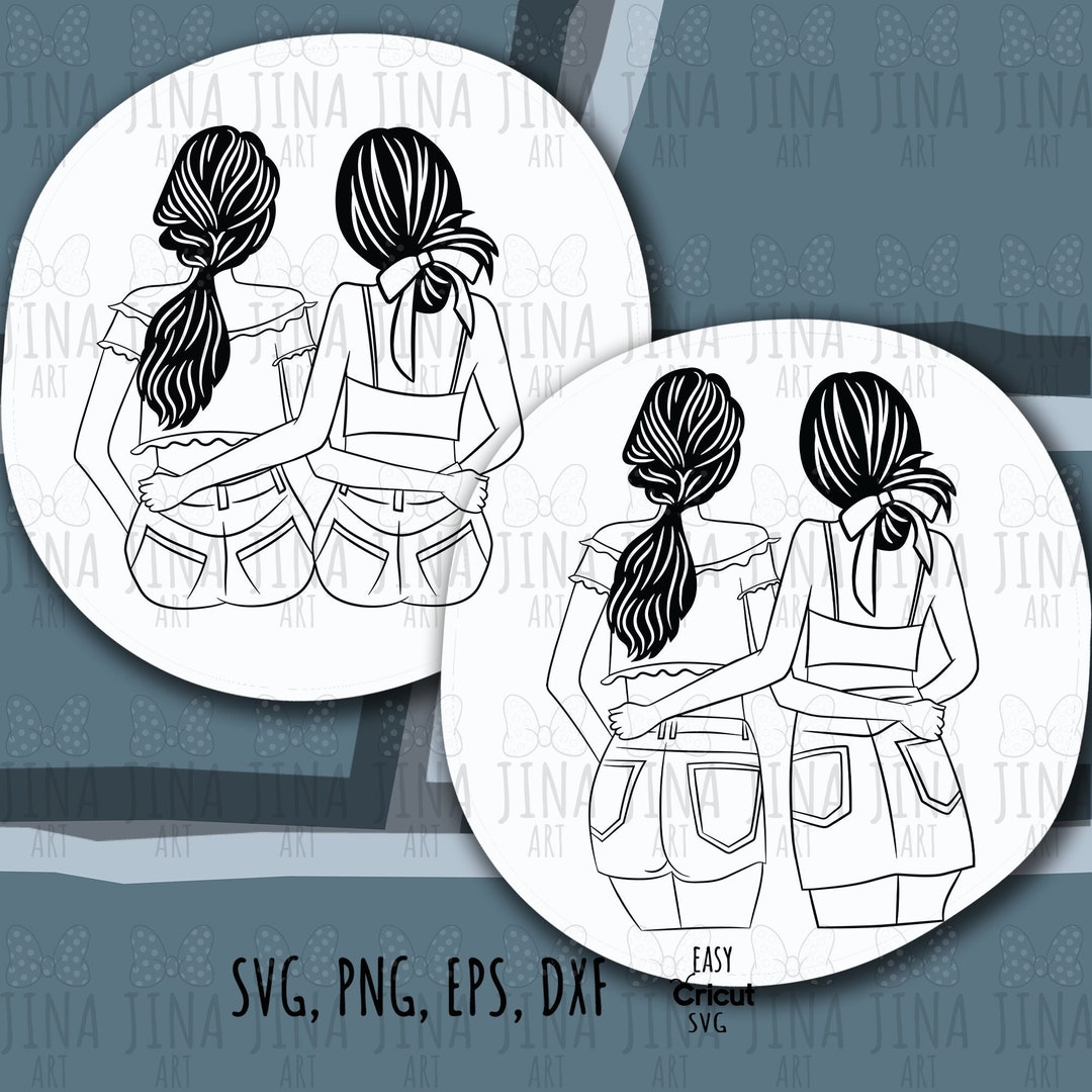 Best Friends Forever Svg, Girl Friends Hugging Hair Style Svg ...