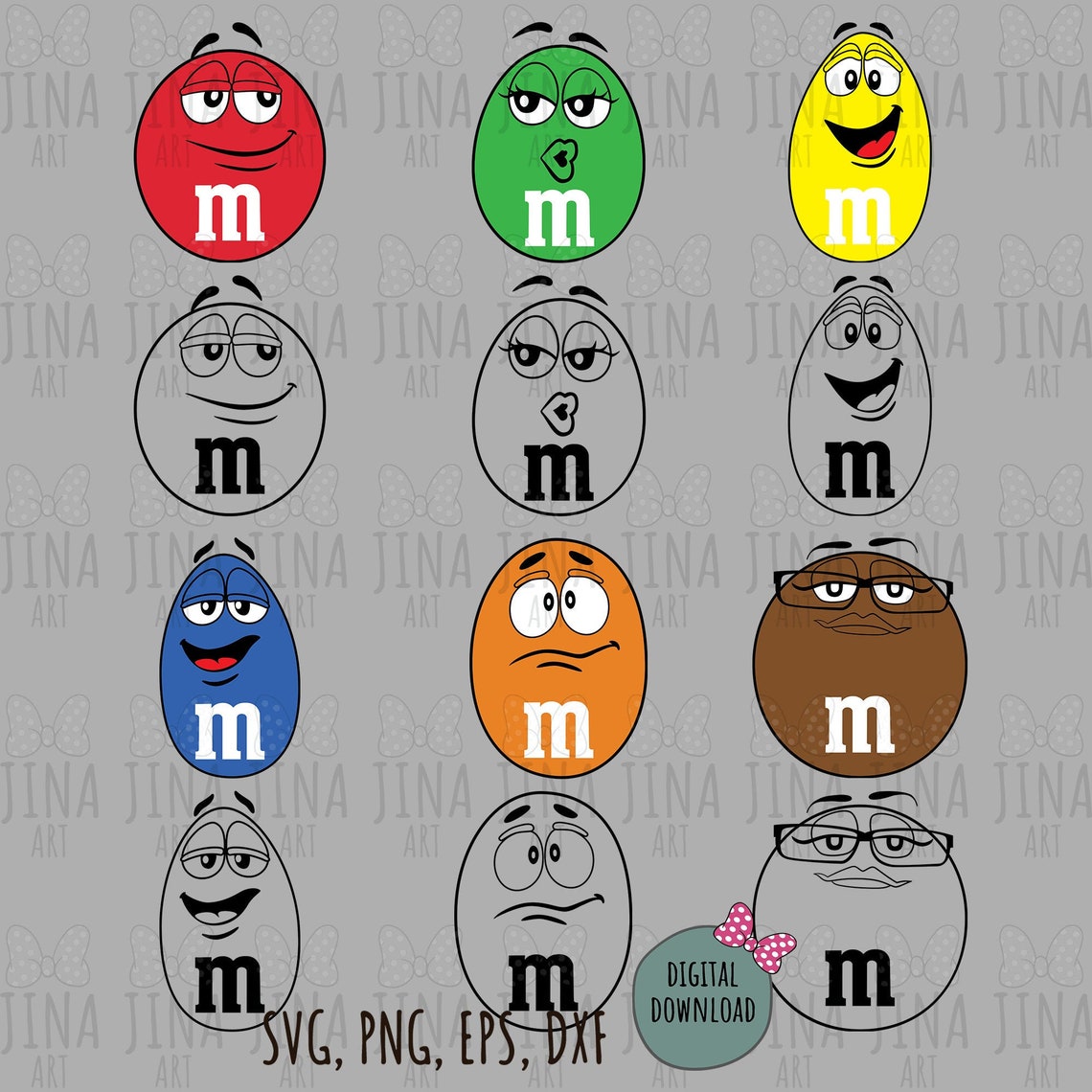 Face Svg Ornaments/ Mm Face Svg/ M and M Face Svg/ M and M Svg/ M&M ...