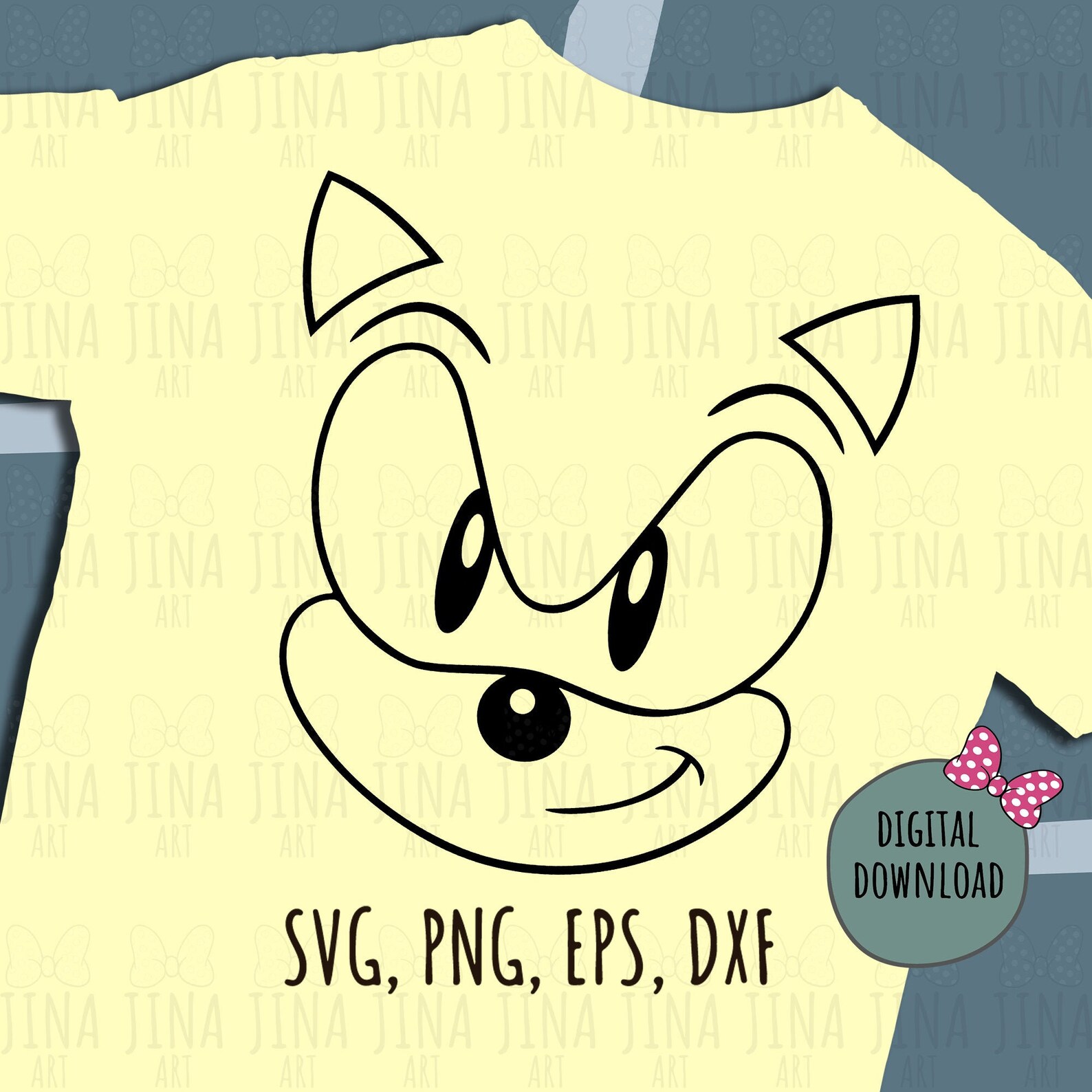 Sonic Face Head Svg Outline Sonic Face Vector Outline Etsy