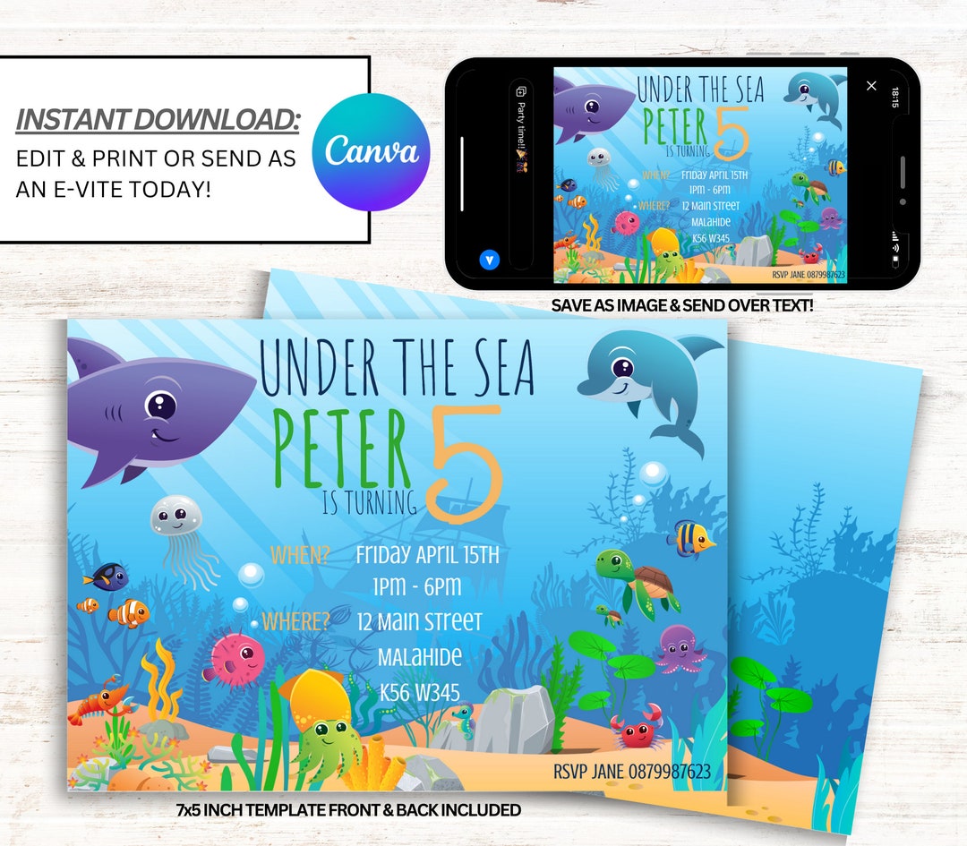 Under the Sea Invitation, Under the Sea Party Invites, Instant Download ...