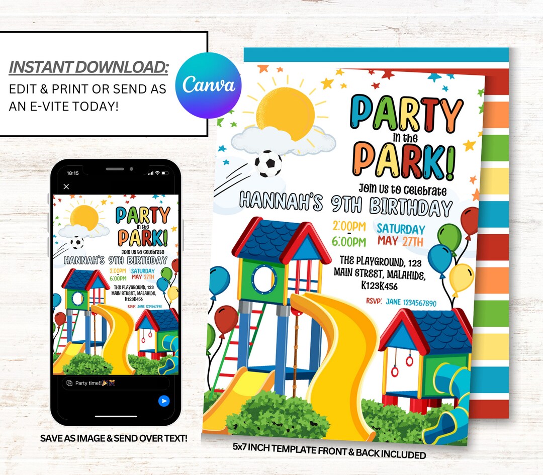 Playground Invitation, Playground Birthday Invitations, Playground ...