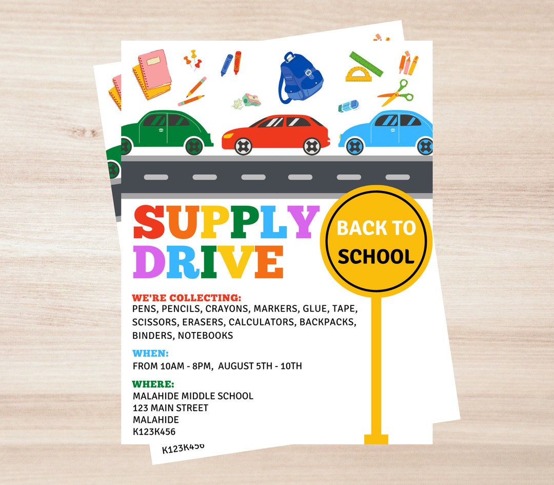 Back to School Supply Drive/fundraiser/donations Flyer - Editable ...