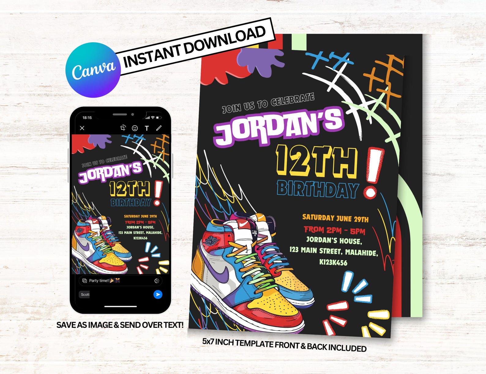 Sneaker Birthday Invitation, Sneaker Invites, Sneaker Invitations ...