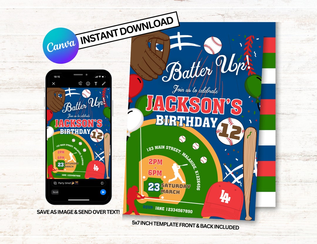 Dodgers Invitations, Baseball Birthday Invitation, Dodgers Party ...