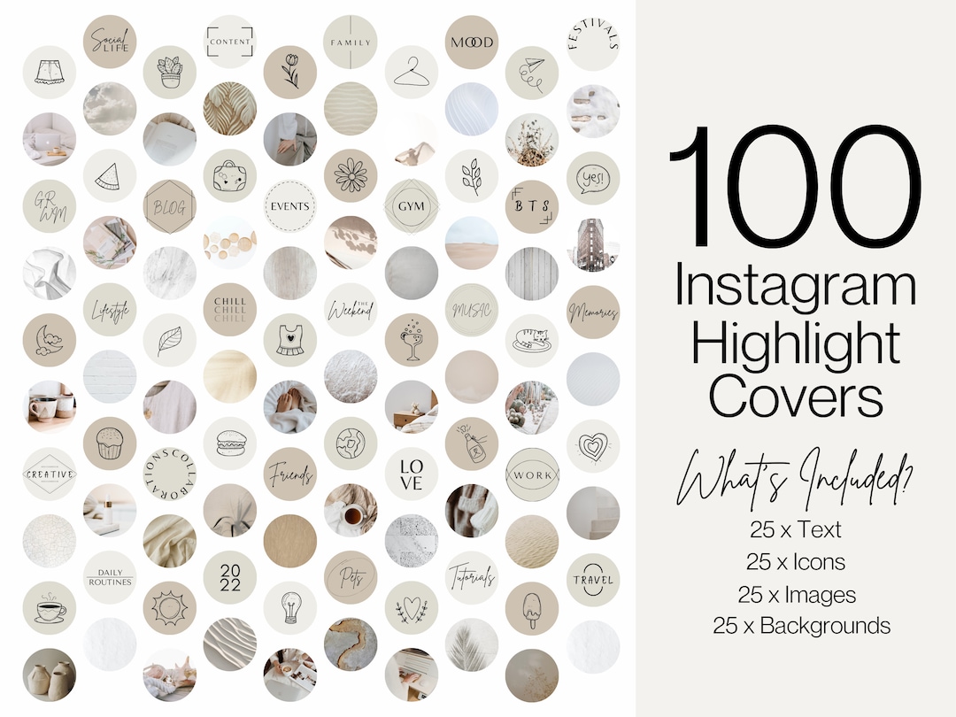 100 Instagram Story Highlight Covers - Canva Editable Instagram ...