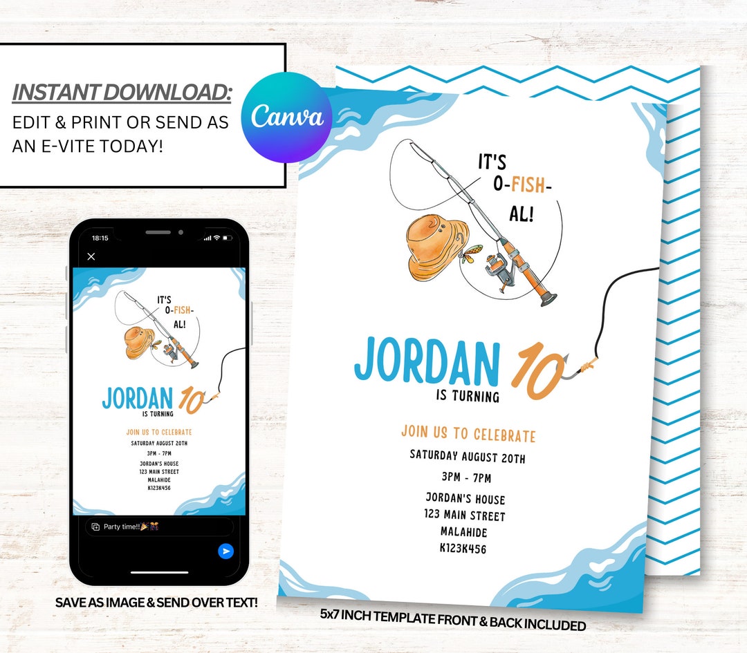 Fishing Invitation, Fishing Birthday Invites, Instant Digital Download ...