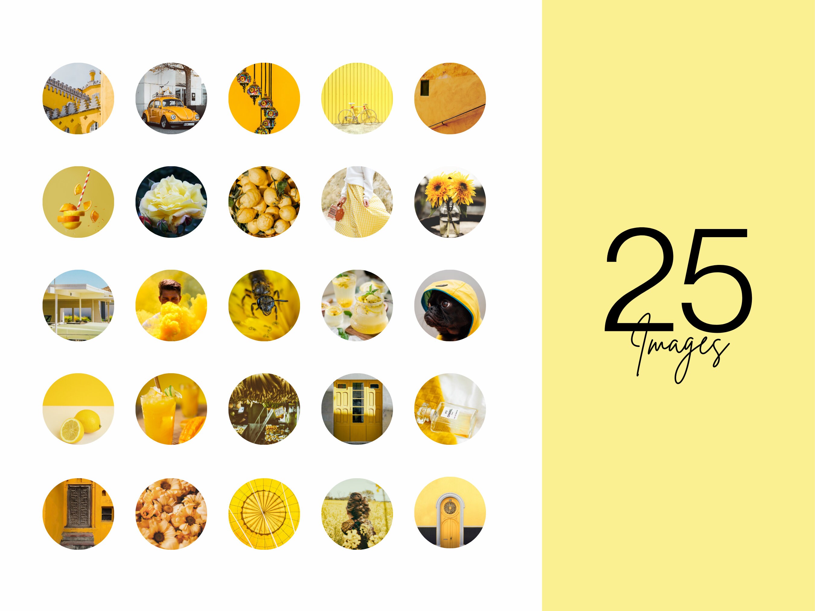 100 Yellow Instagram Story Highlight Covers Canva Editable - Etsy