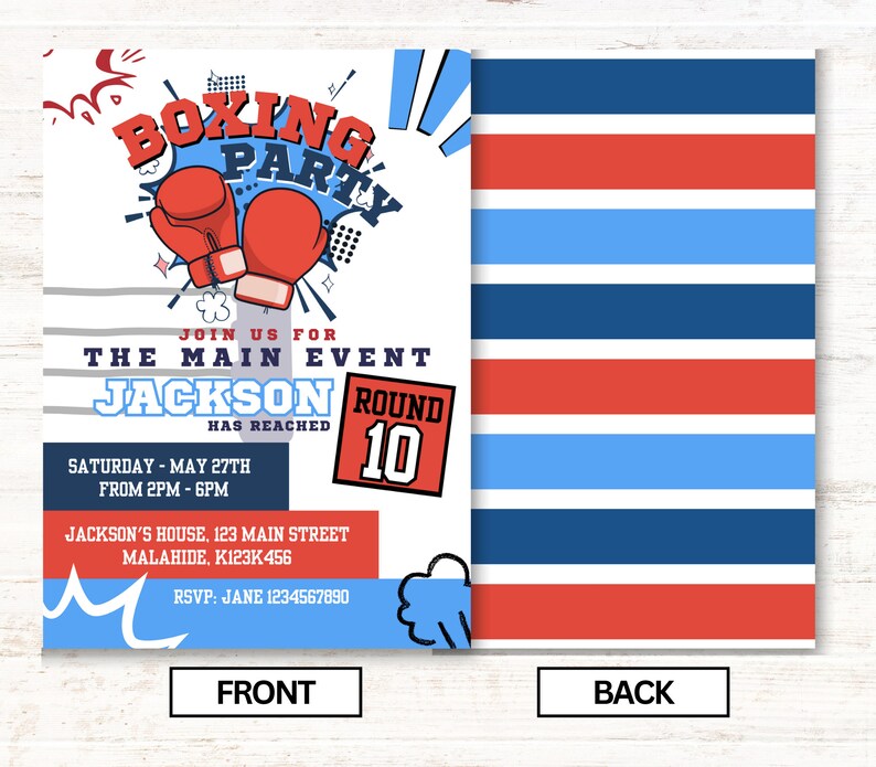Boxing Birthday Invitation, Boxing Birthday Invites, Boxing Invitations ...