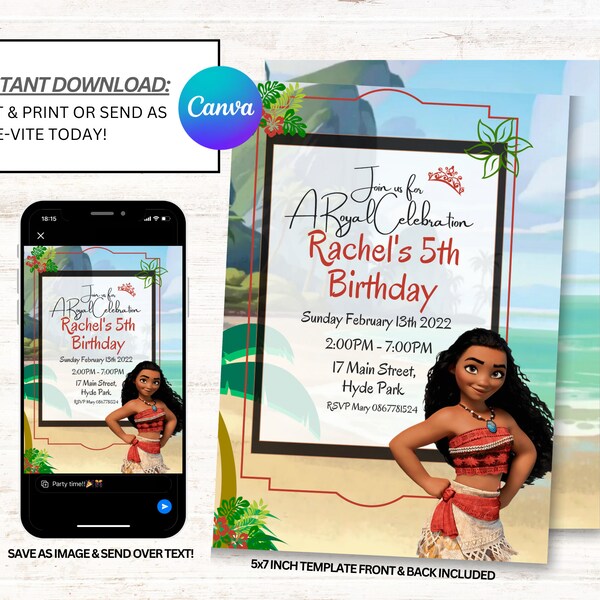 Moana Invitation - Etsy