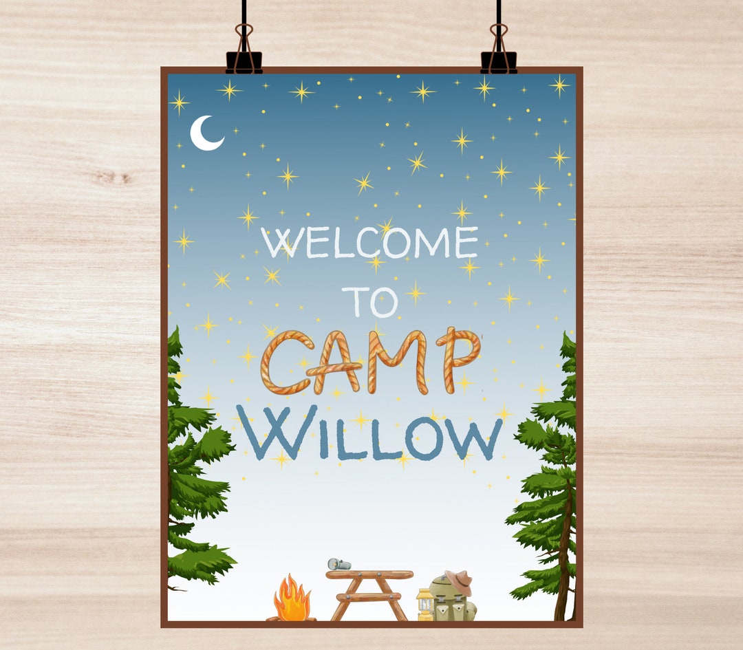 Camping Welcome Sign Campout Printable Birthday Party Decor - Instant ...