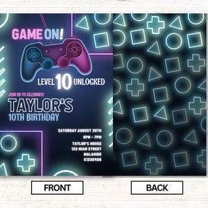 Video Games Invite, Video Game Invitation, Gaming Arcade Party ...