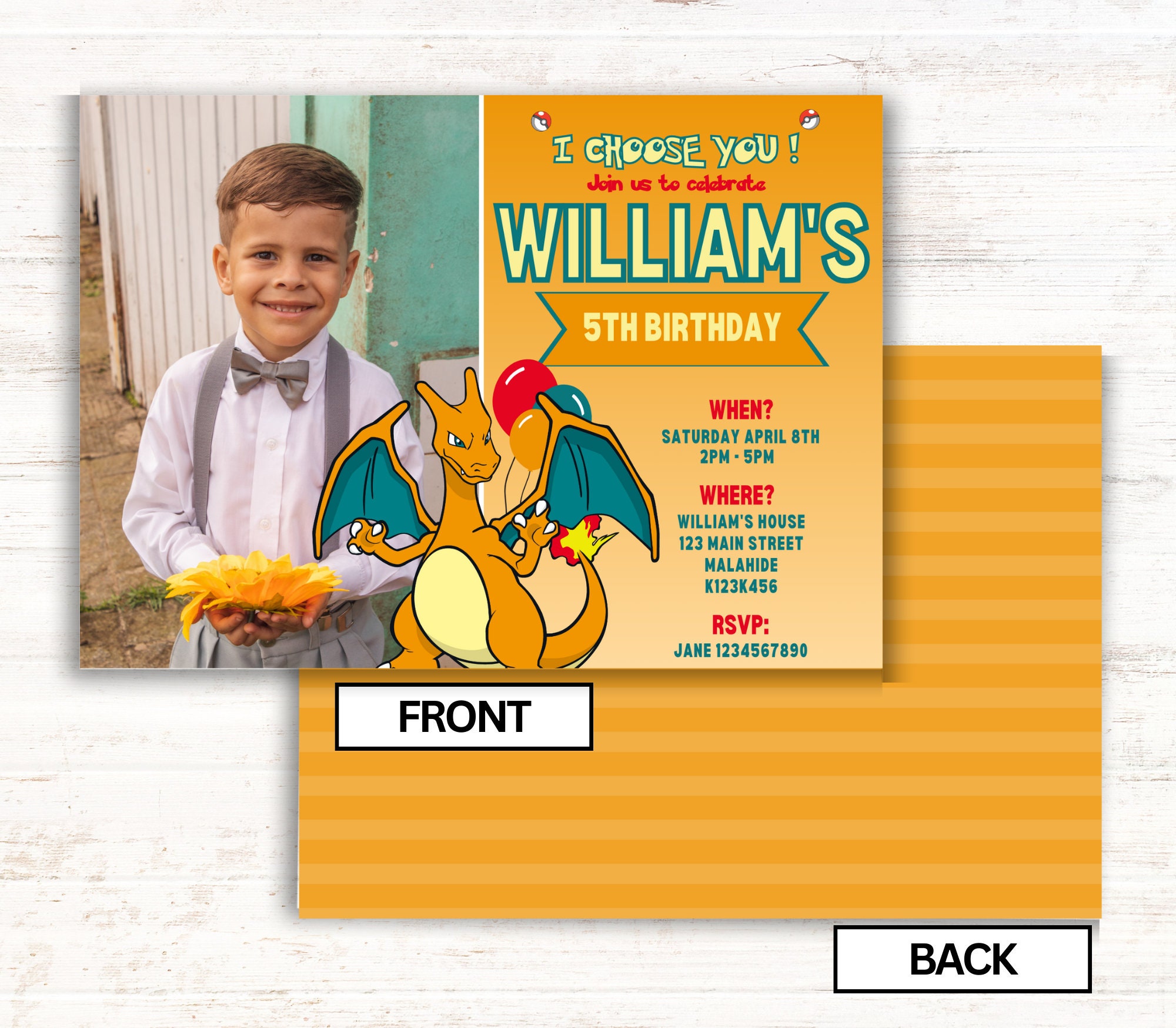 Charizard Invitations, Pokemon Invitations, Pokemon Birthday Invites ...