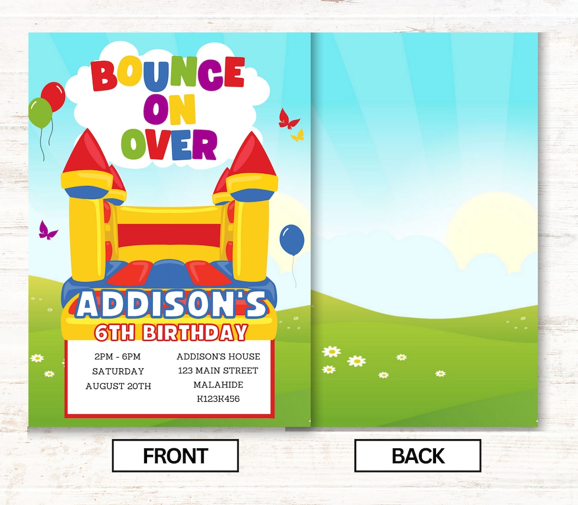 Bounce House Birthday Party Invitation, Bounce Castle Invites, Bounce ...