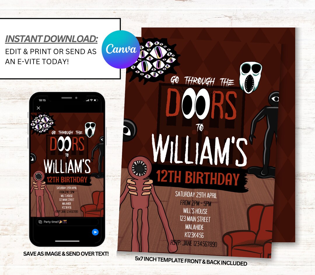 Doors Birthday Invitations, Doors Invites, Instant Download - Etsy