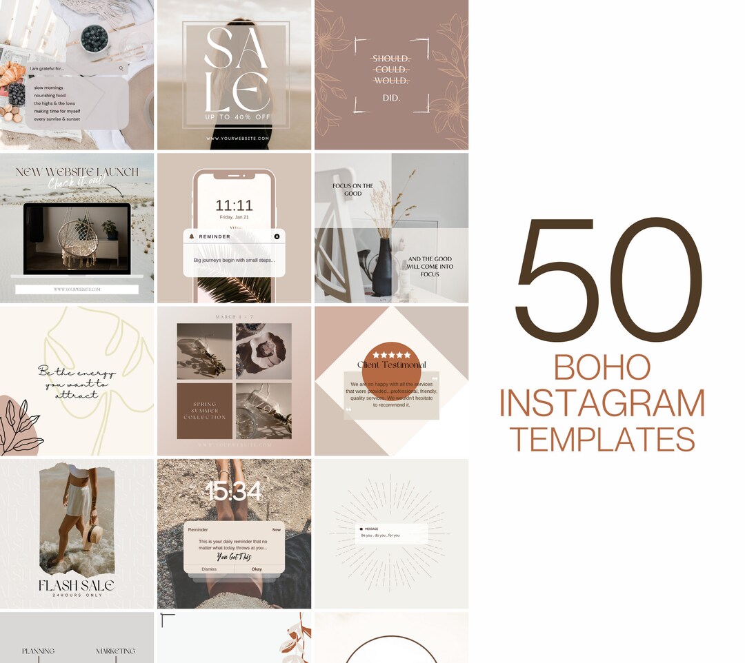 50 Boho Instagram Post Templates - Engagement Posts - Instagram Posts ...