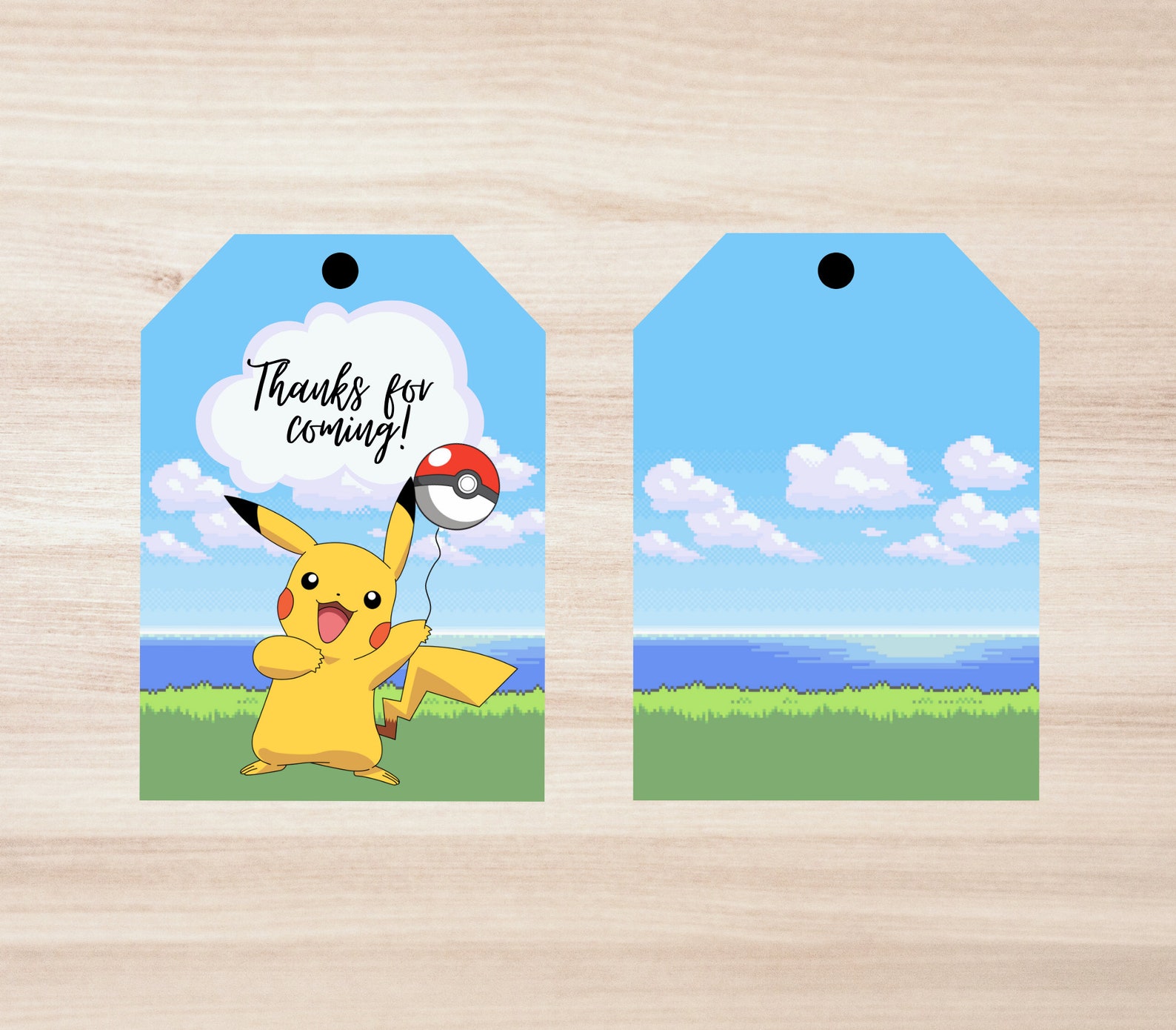 Set of 9 Pokemon Birthday Party Gift Tag Template Gaming - Etsy
