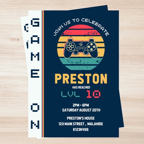 Gaming Party Invitation Video Game Invitation Gamer Party - Etsy