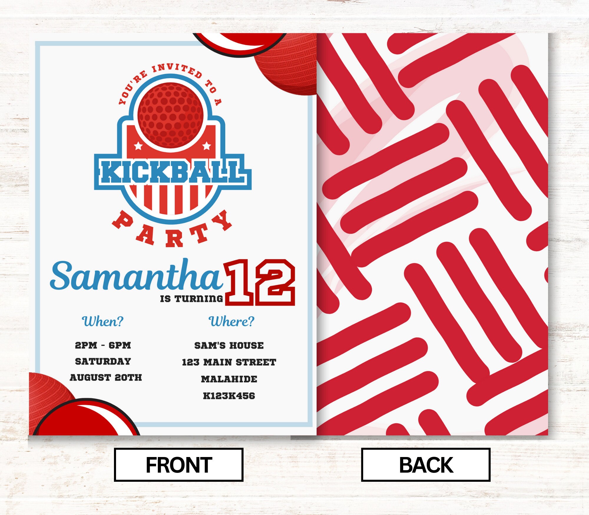 Kickball Party Invites, Kickball Invitations, Kickball Party Invite ...